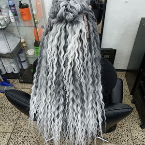 Salt and Pepper Synthetic Curly Locks Double Ended, Long Wavy Hair ...