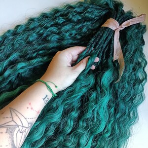 Green Curly Dreadlocks Extensions/ Green Ombre Curly Hair for Rave ...