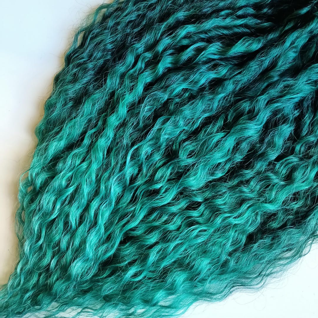 Green Curly Dreadlocks Extensions/ Green Ombre Curly Hair for Rave ...