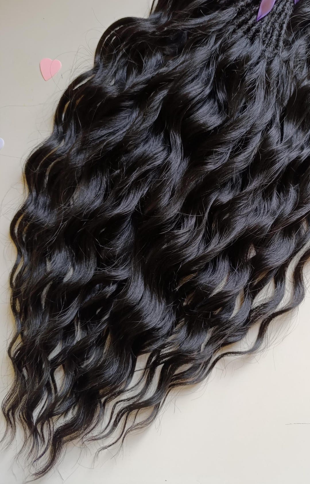 Black Long Wavy Hair/ Easy Comb Curls/ Handmade Synthetic Witch Waved ...