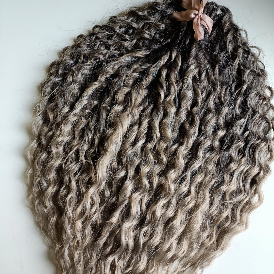 Brown Ombre Synthetic Curly Dreads Double Ended/ Long Wavy Hair for ...