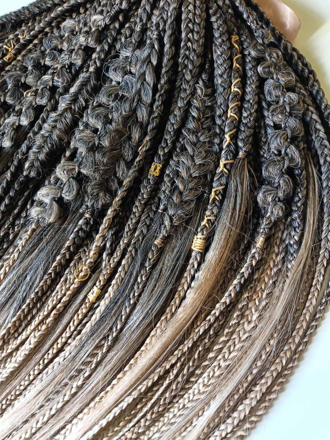 Boho Ombre Blonde Braids With Straight Loose Ends, Braids Synthetic ...