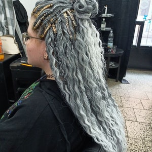 Salt and Pepper Synthetic Curly Locks Double Ended, Long Wavy Hair ...