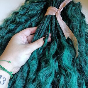 Green Curly Dreadlocks Extensions/ Green Ombre Curly Hair for Rave ...