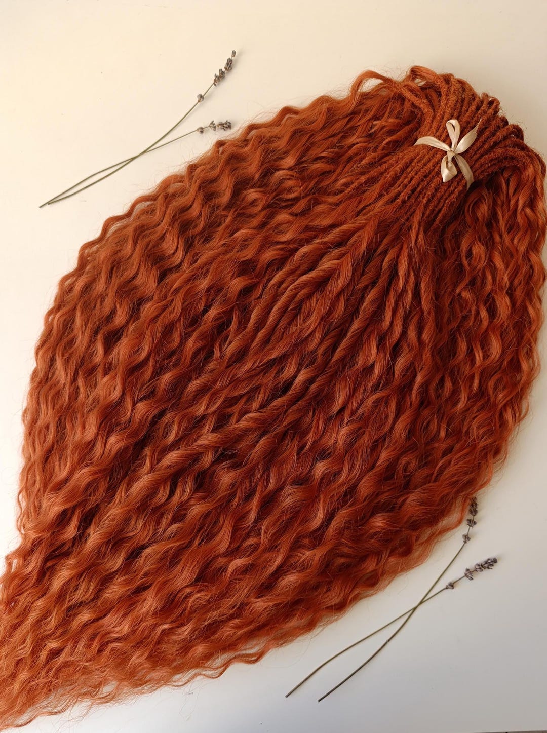 Ginger Synthetic Wavy Dreadlocks DE / Faux Distressed Goddess Curly ...