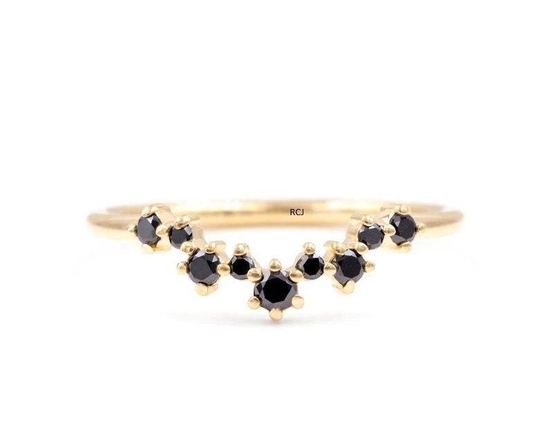 Black Diamonds / Cluster Ring in 14k Gold / Black Diamond Cluster Ring ...