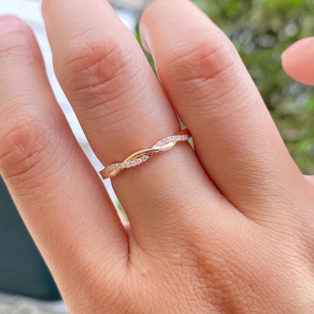 Sterling Silver Twisted Rope Full Eternity Band: CZ Promise Ring - Etsy