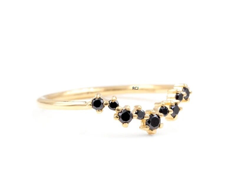 Black Diamonds / Cluster Ring in 14k Gold / Black Diamond Cluster Ring ...