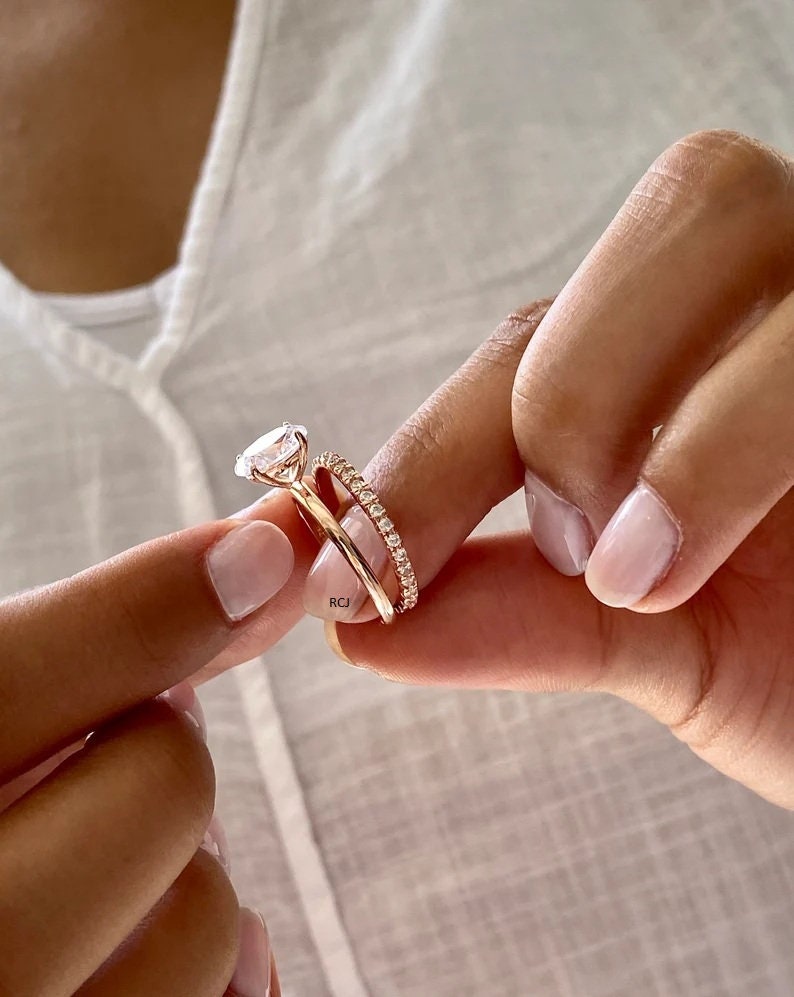 Oval Engagement Ring. Rose Gold Wedding Rings. High Quality - Etsy