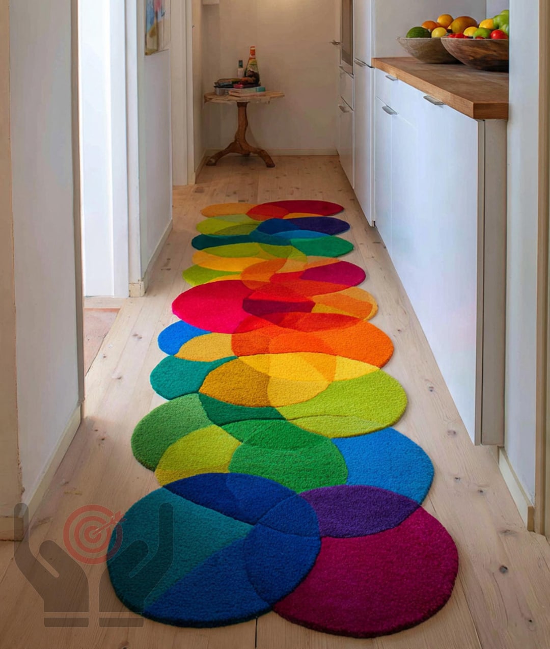 Hand-tufted Wool Runner Rug – Colorful Circle Design - Etsy