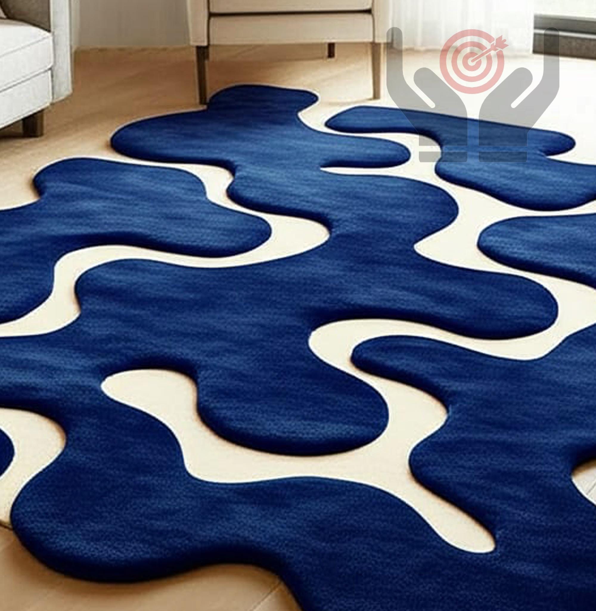 Hand-tufted Wool Amoeba Rug: Wavy Modern Accent Rug - Etsy