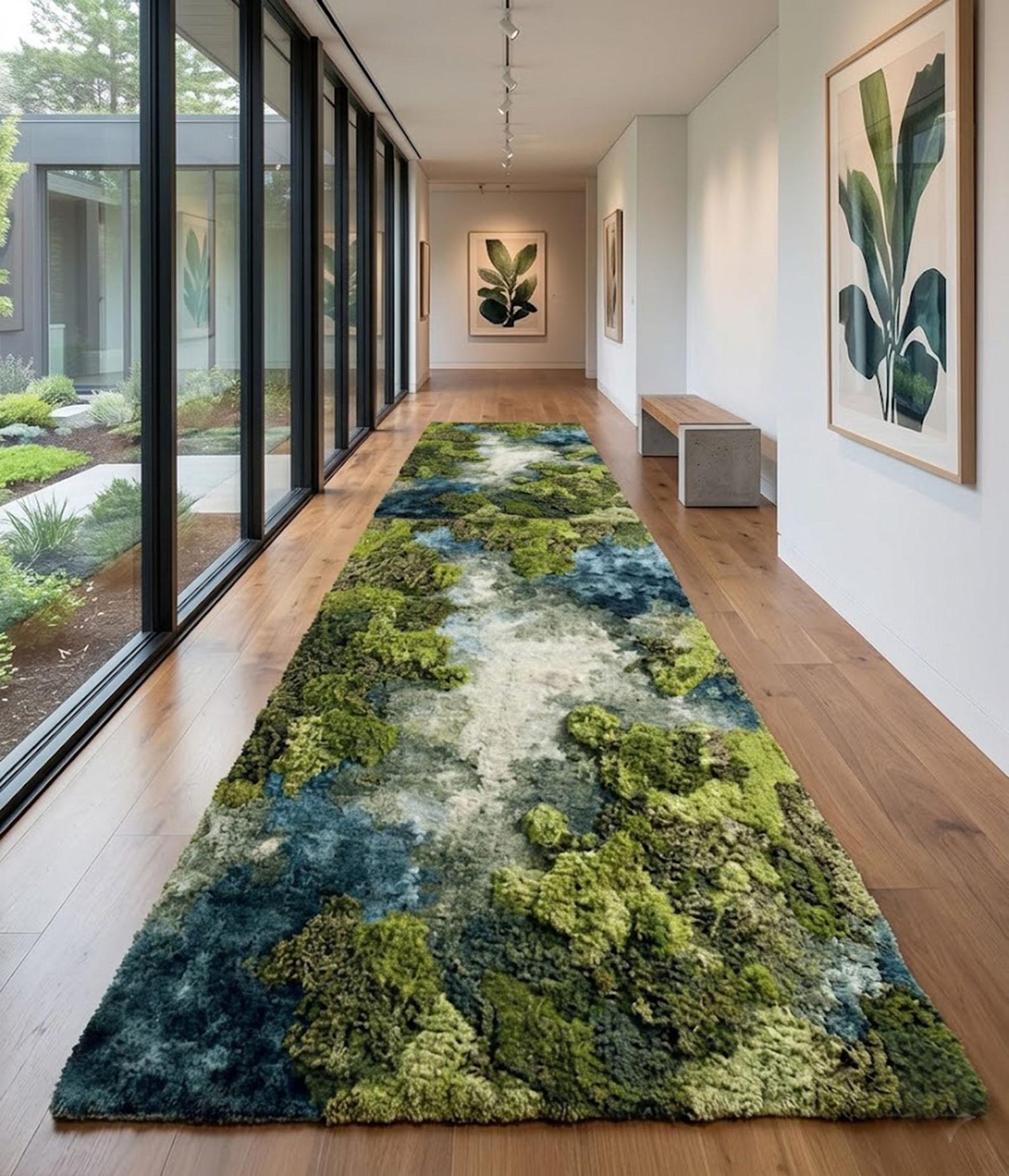 Hand Tufted Moss Rug, Sculpted Organic Ocean Low Luxury Green Area ...