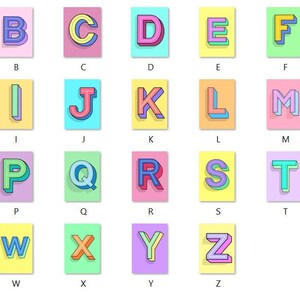 A-Z Letter Bundle (two Sets) White Background & Colour Background. 52 ...