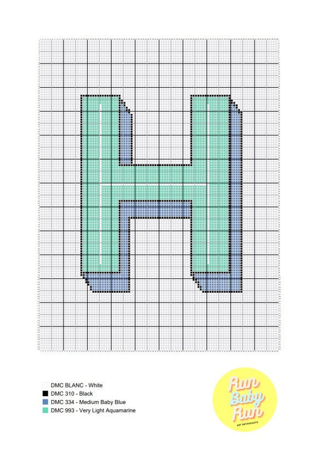 H Letter Cross Stitch Pattern. Digital Download. - Etsy