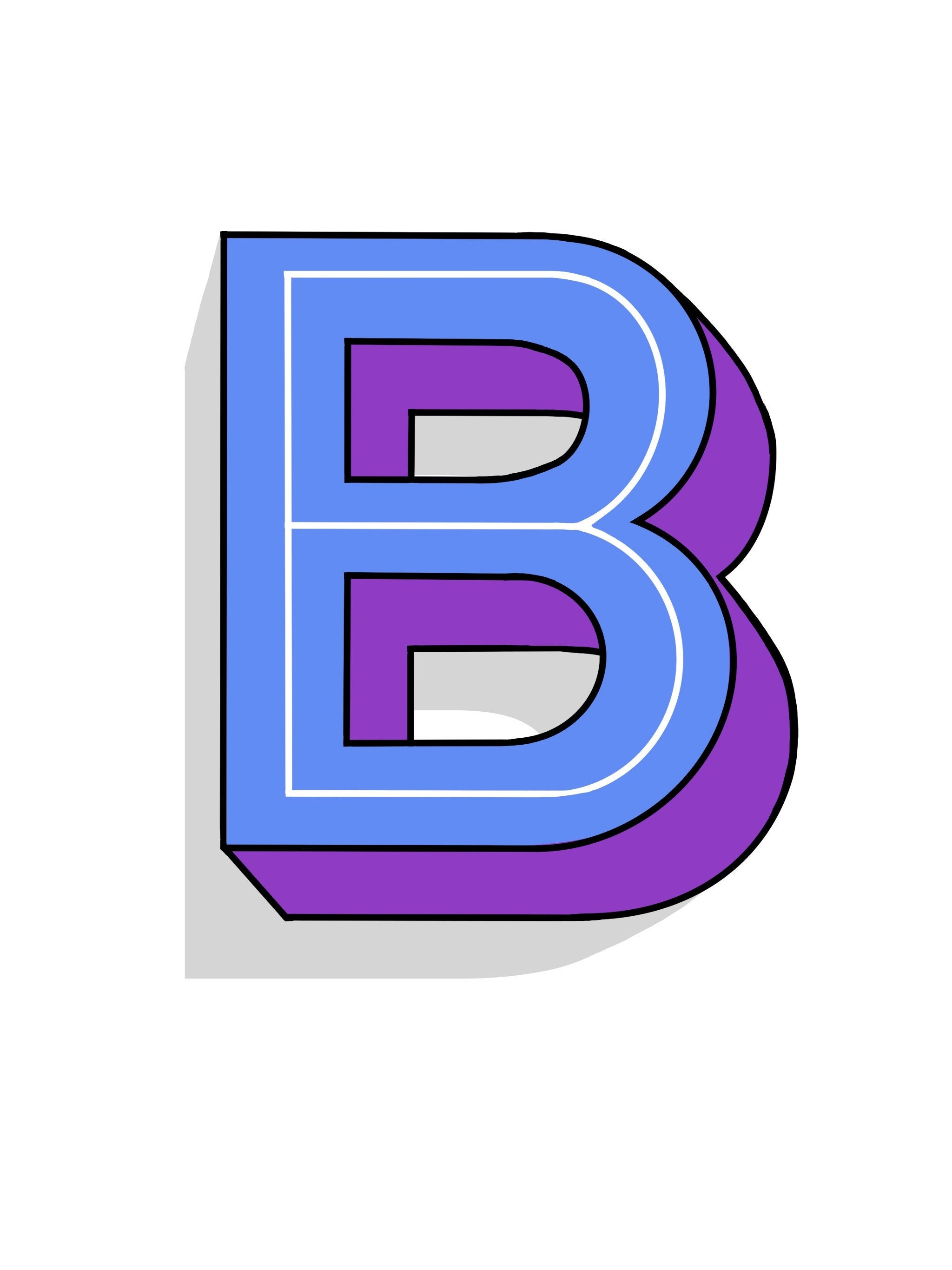 B Letter Printable. Bold Typography. Digital Artwork. Name Print ...