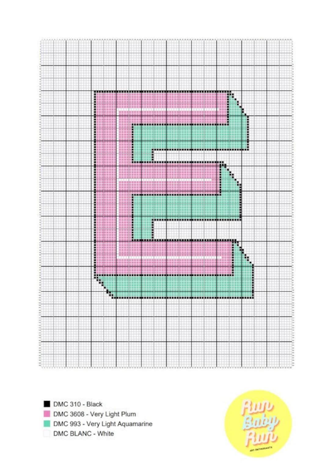 E Letter Cross Stitch Pattern. Digital Download. - Etsy