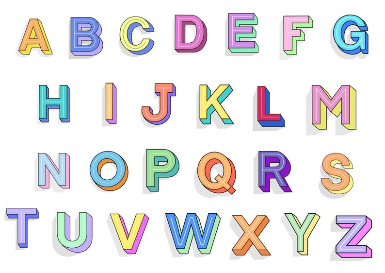 A-Z Letter Bundle two Sets White Background & Colour Background. 52 ...