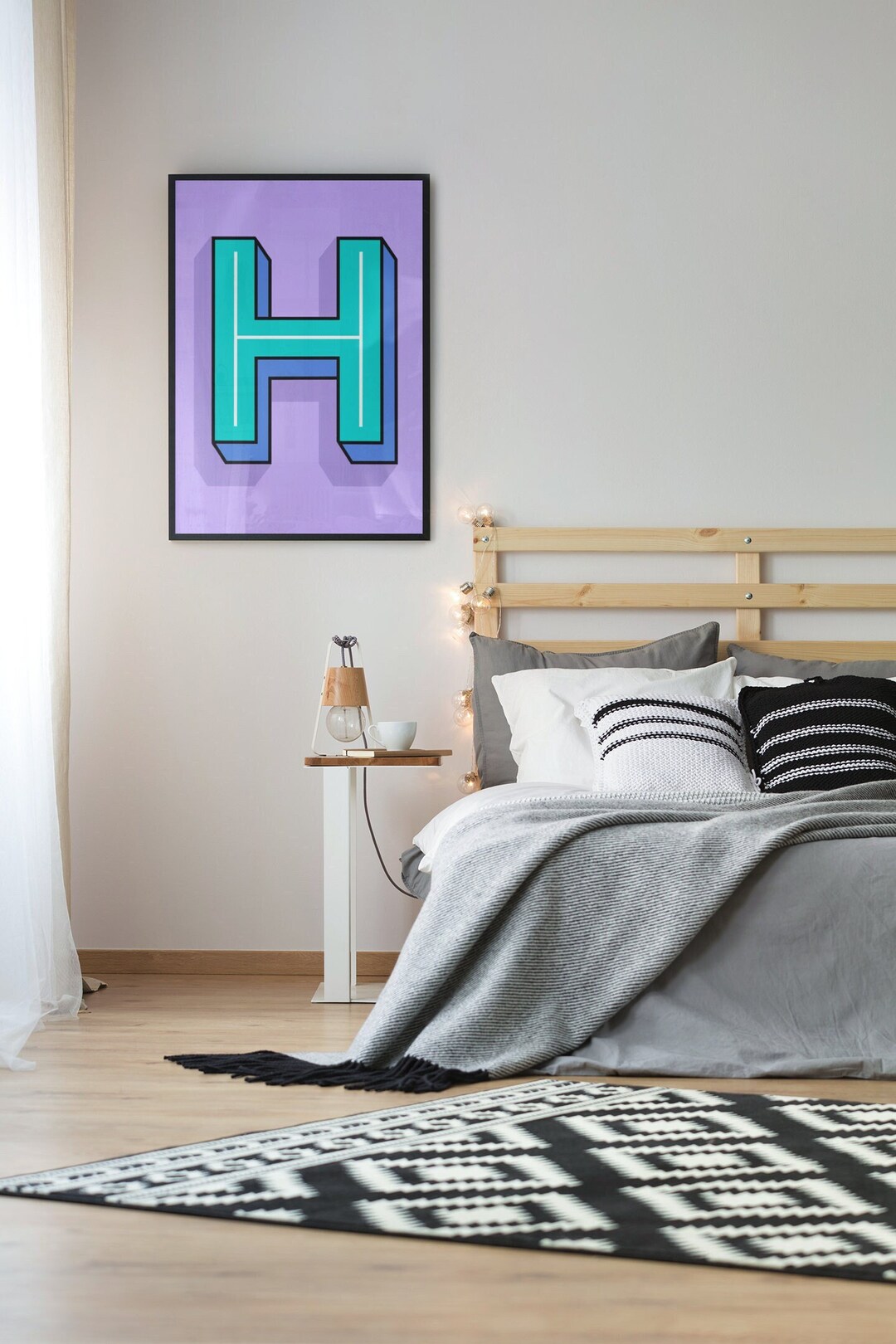 H Letter Print | Coloured Background | Alphabet Printable | Digital ...