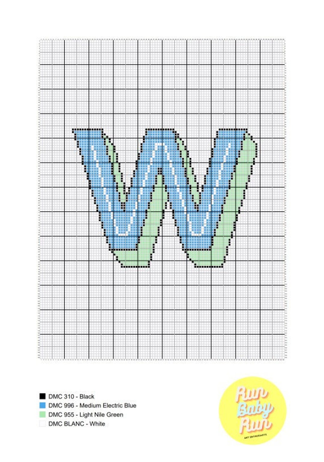 W Letter Cross Stitch Pattern. Digital Download. - Etsy