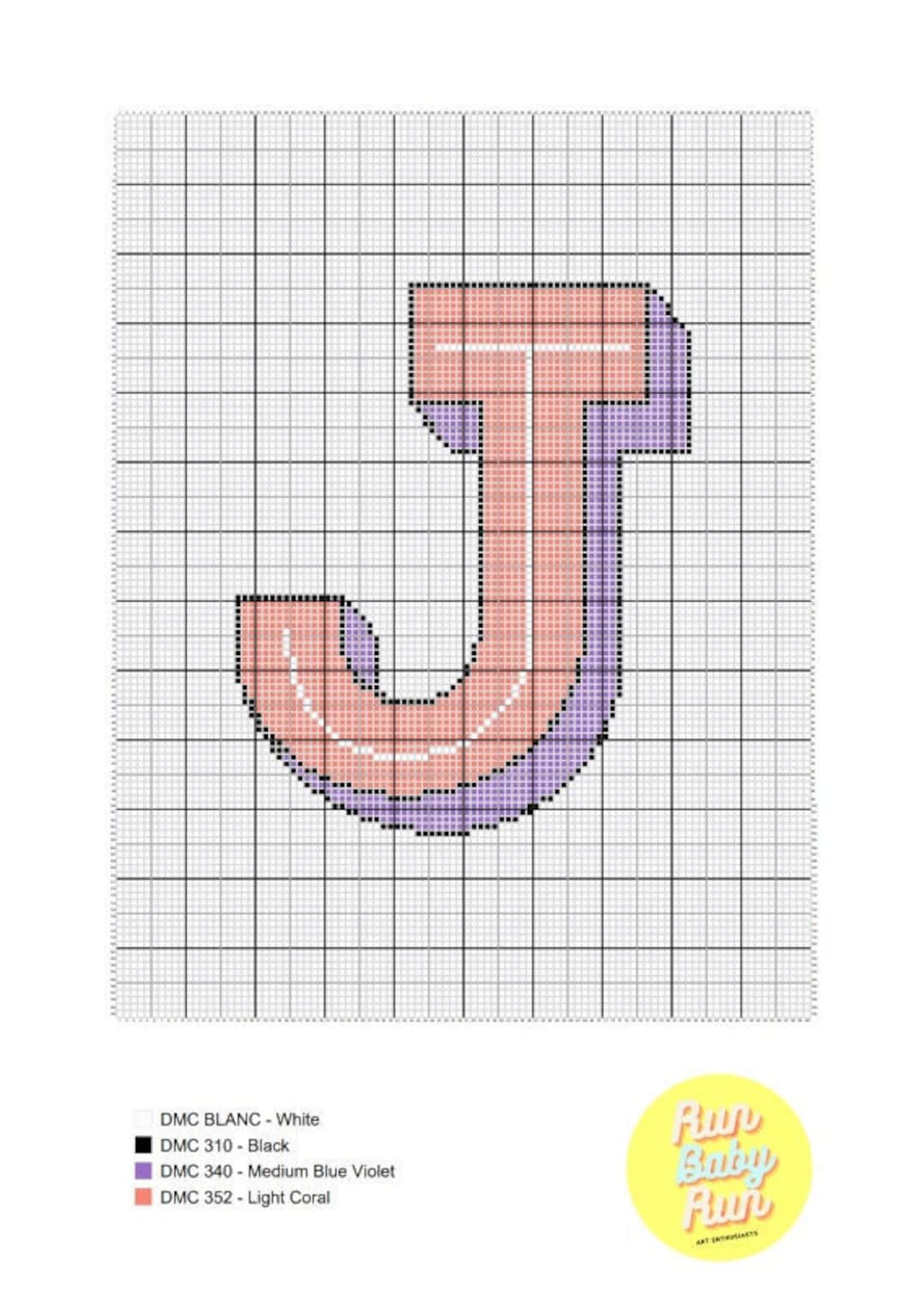 J Letter Cross Stitch Pattern. Digital Download. - Etsy