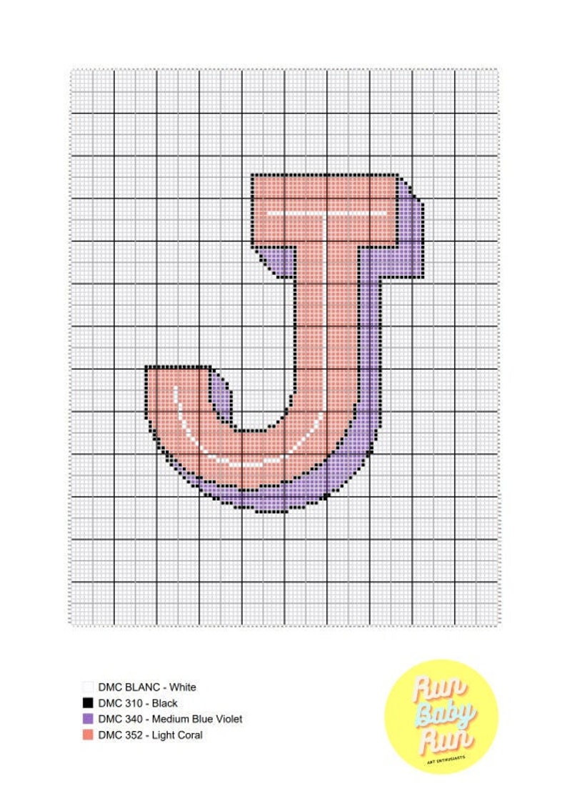 J Letter Cross Stitch Pattern. Digital Download. - Etsy