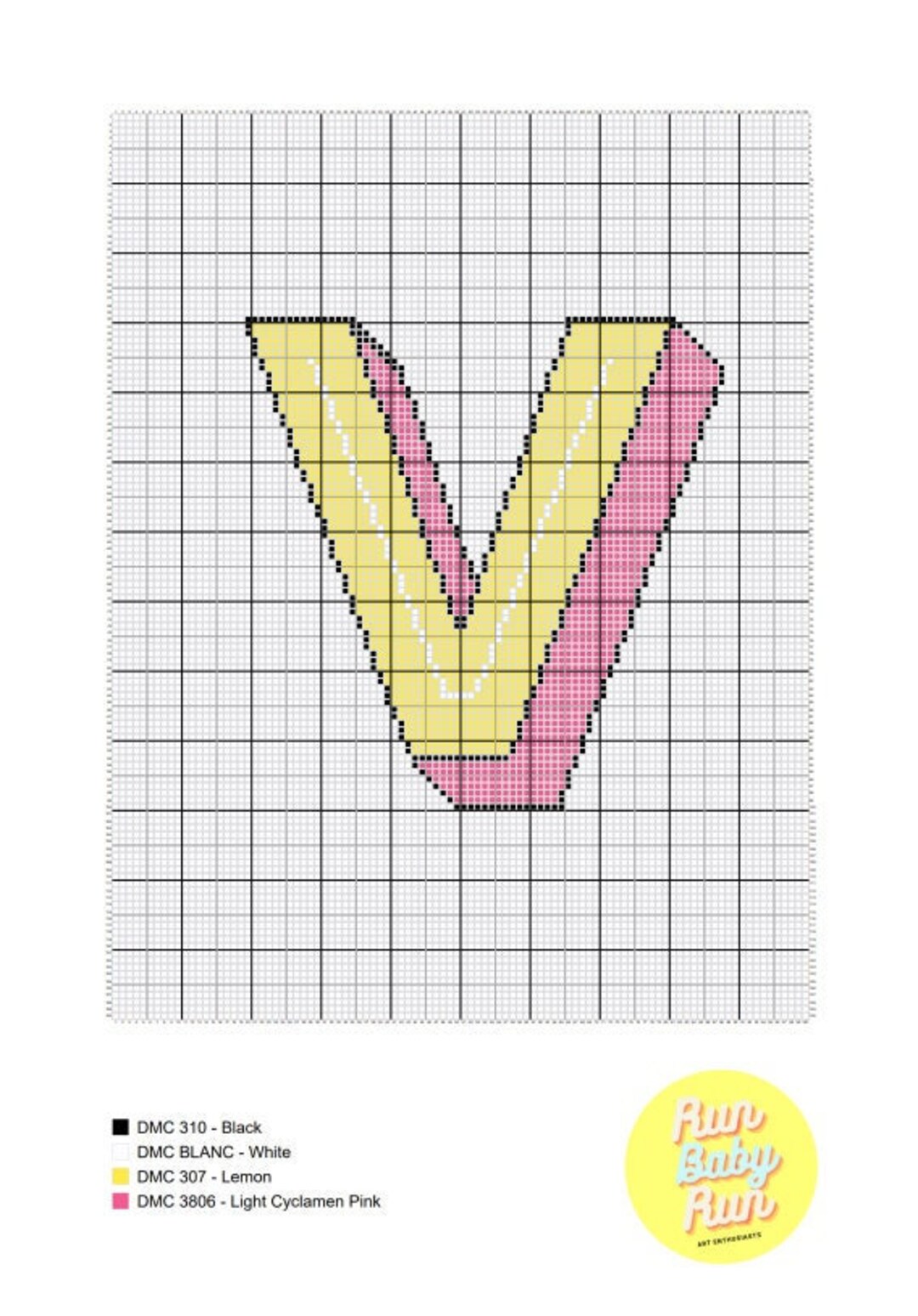 V Letter Cross Stitch Pattern. Digital Download. - Etsy