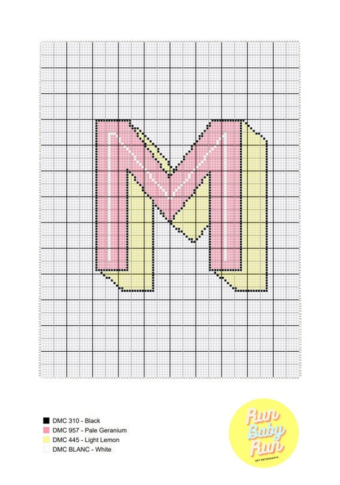 M Letter Cross Stitch Pattern. Digital Download. - Etsy