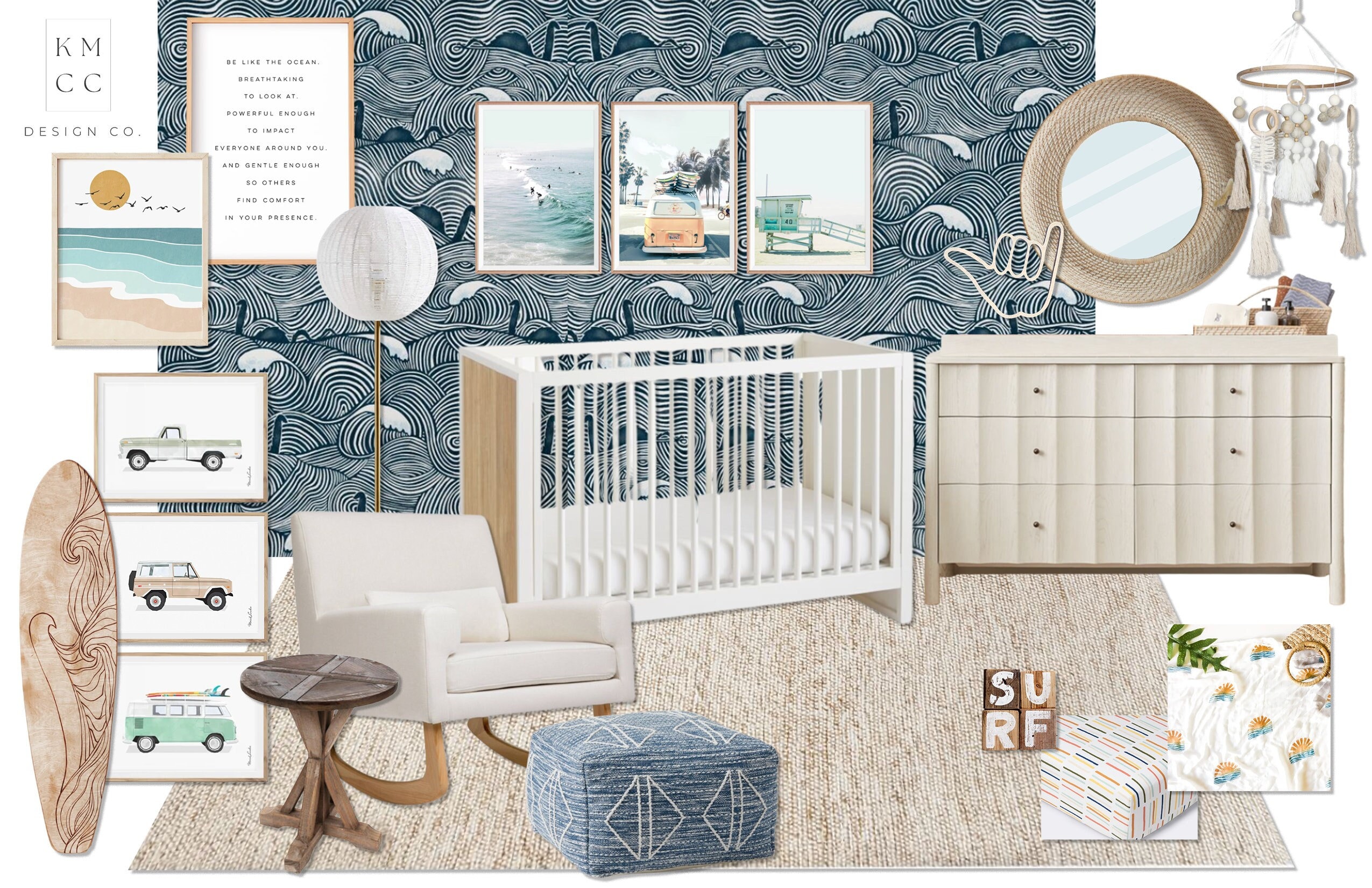 Surf Nursery Edesign Board | Coastal Beach Nursery | Nursery Moodboard ...