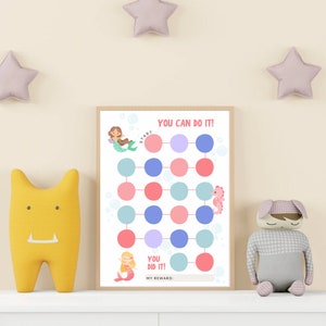 Printable Kids Sticker Reward Chart Mermaid Pastel Digital - Etsy