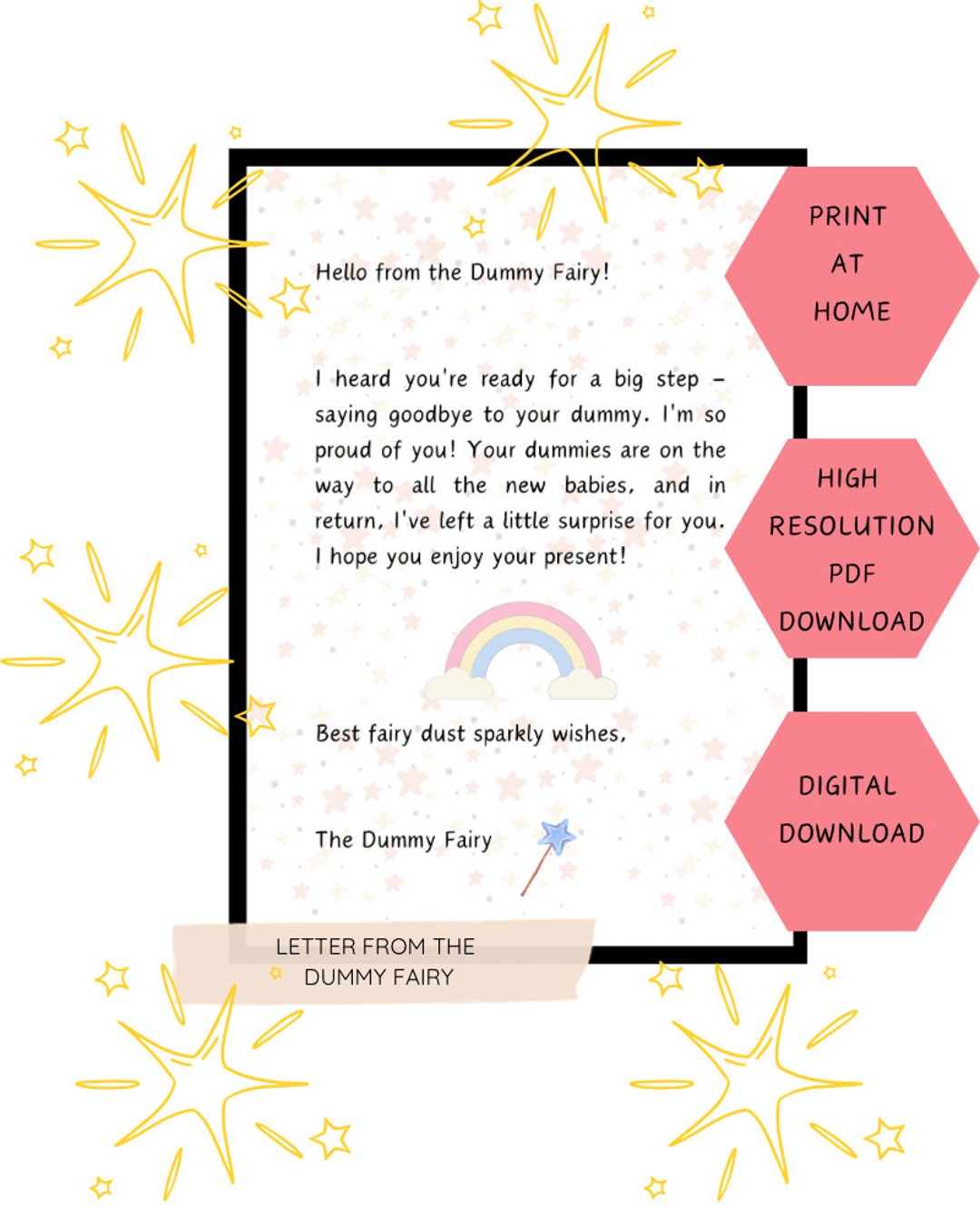 Magical Dummy Fairy Letters Printable Digital Download PDF Pacifier ...