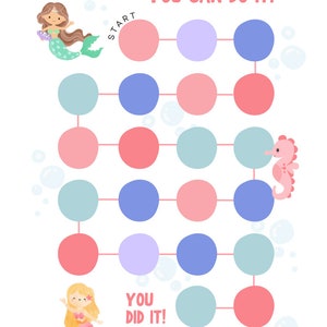 Printable Kids Sticker Reward Chart Mermaid Pastel Digital - Etsy