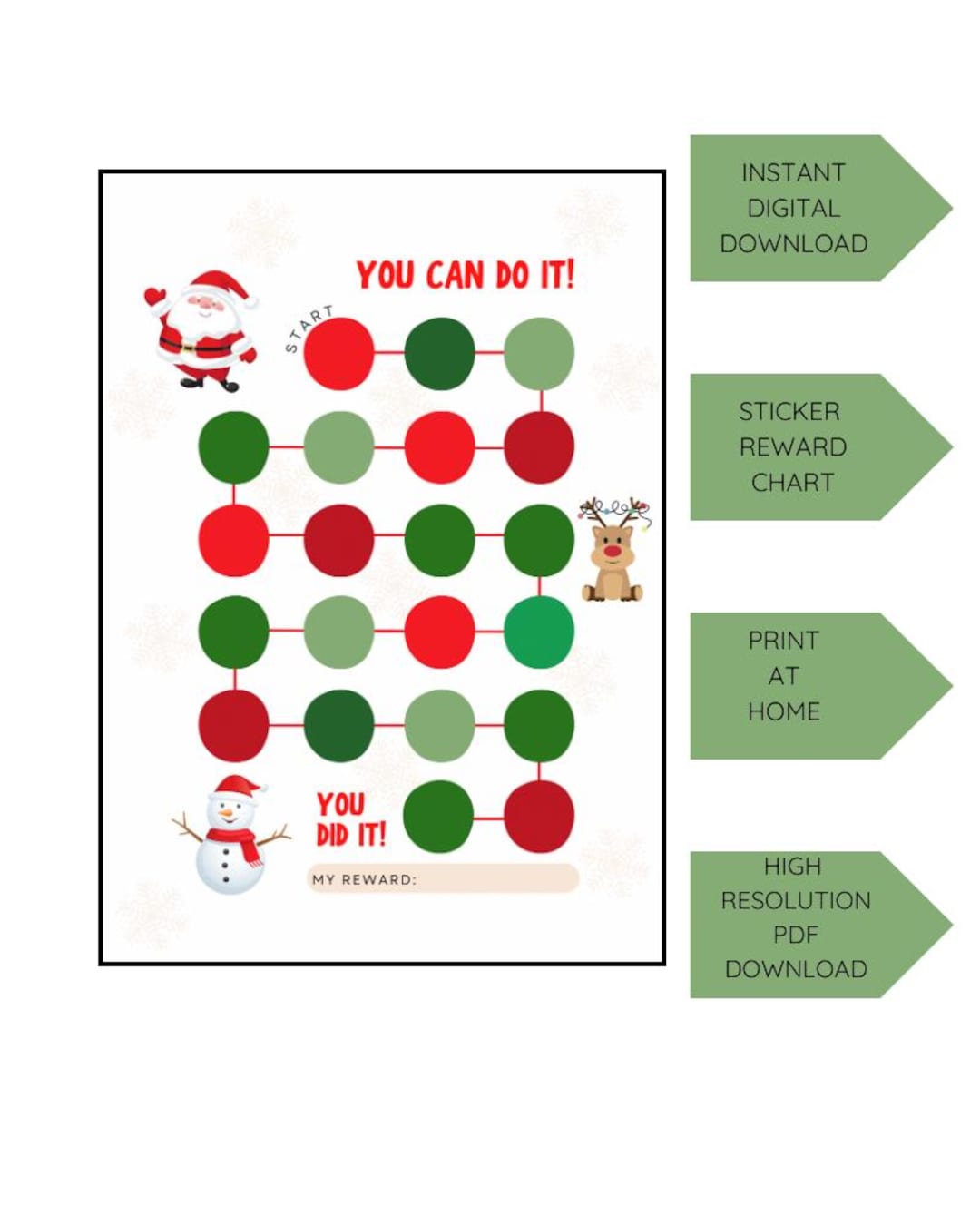 Sticker Reward Chart Christmas Santa Claus Festive Kids Printable ...