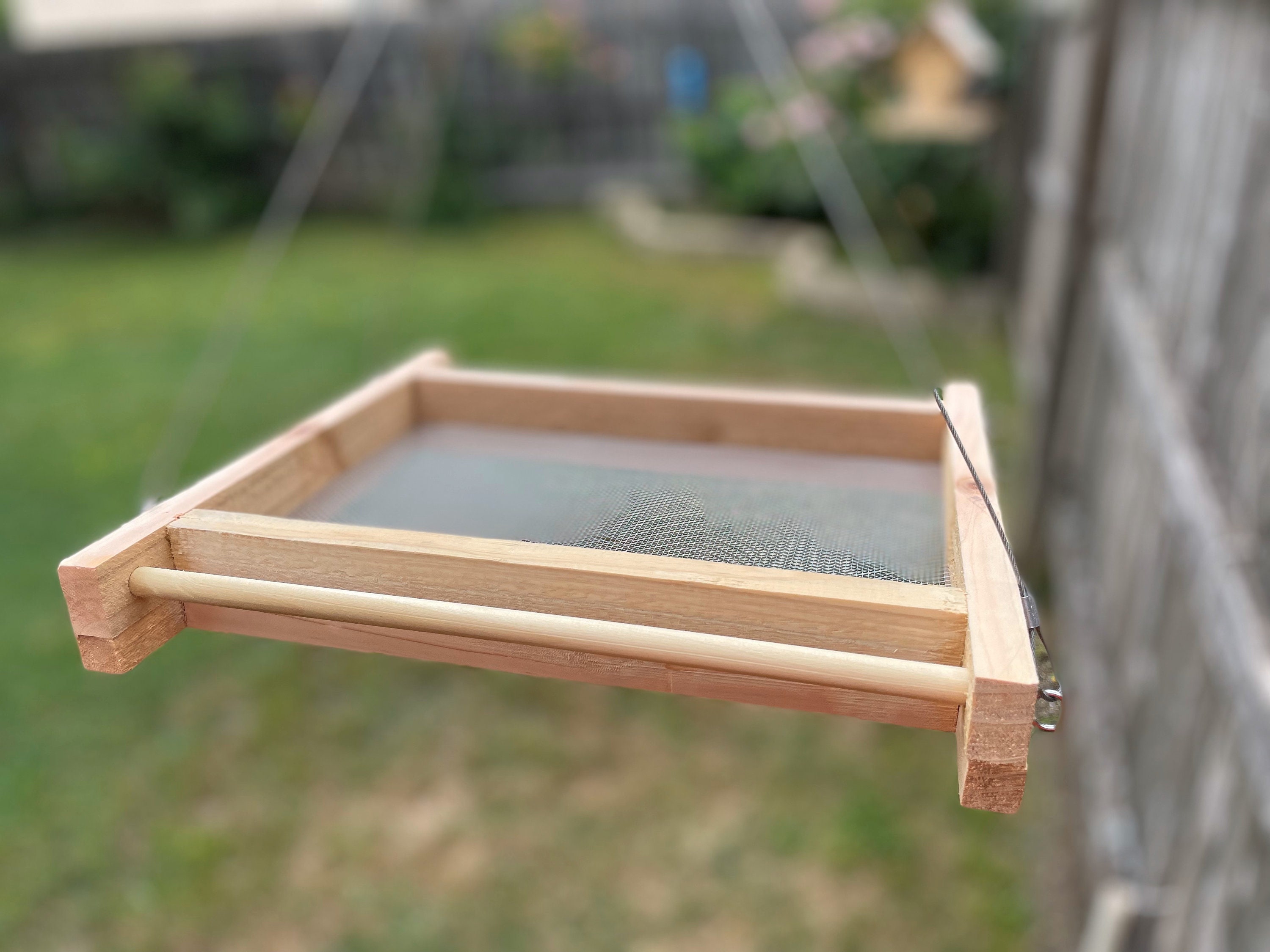 Hand Made Hanging Bird Feeder Tray With Drainage Screen - Etsy