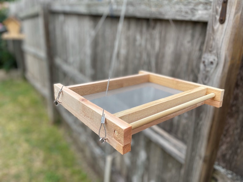 Hand Made Hanging Bird Feeder Tray With Drainage Screen - Etsy