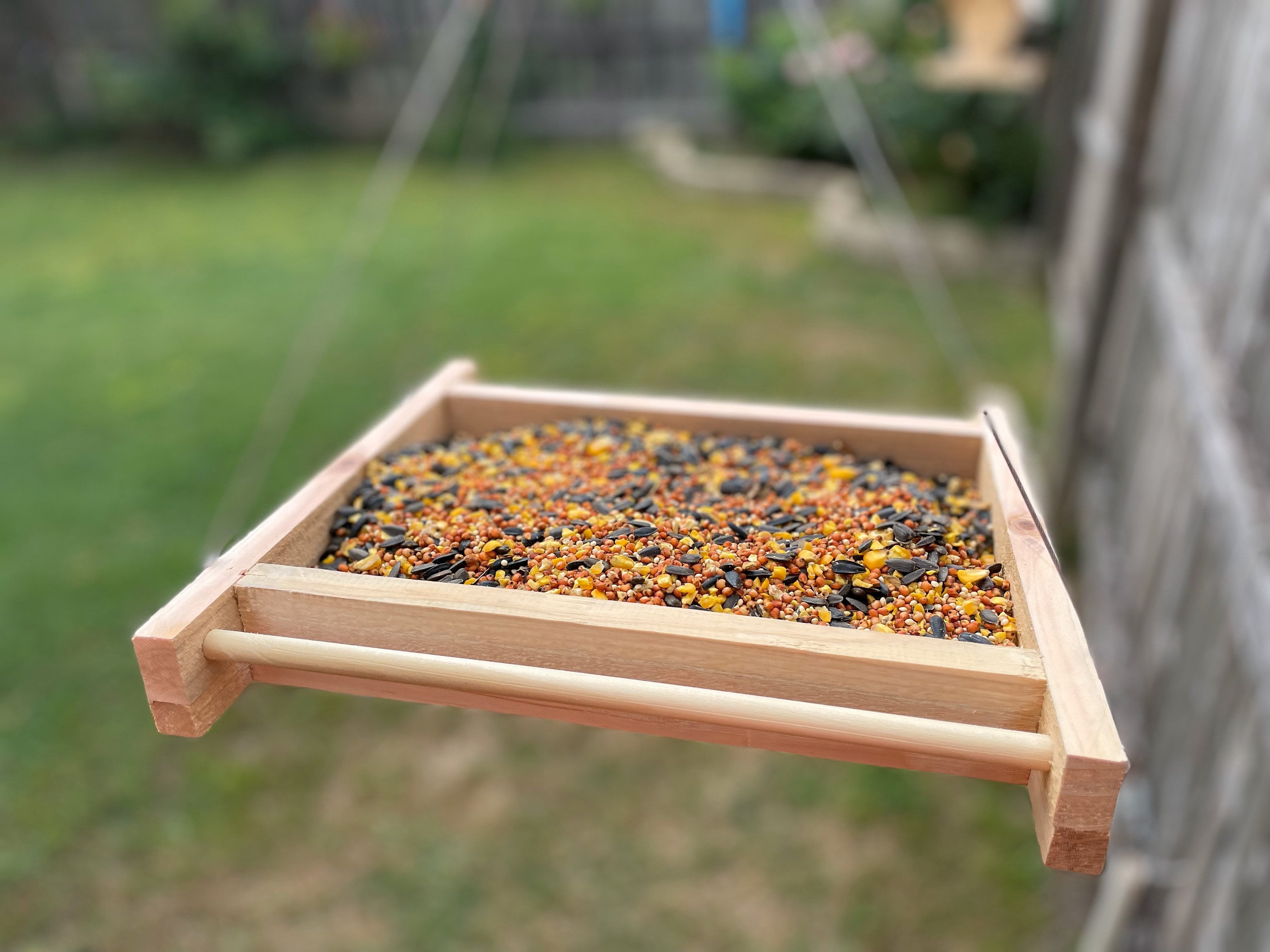 Hand Made Hanging Bird Feeder Tray With Drainage Screen - Etsy