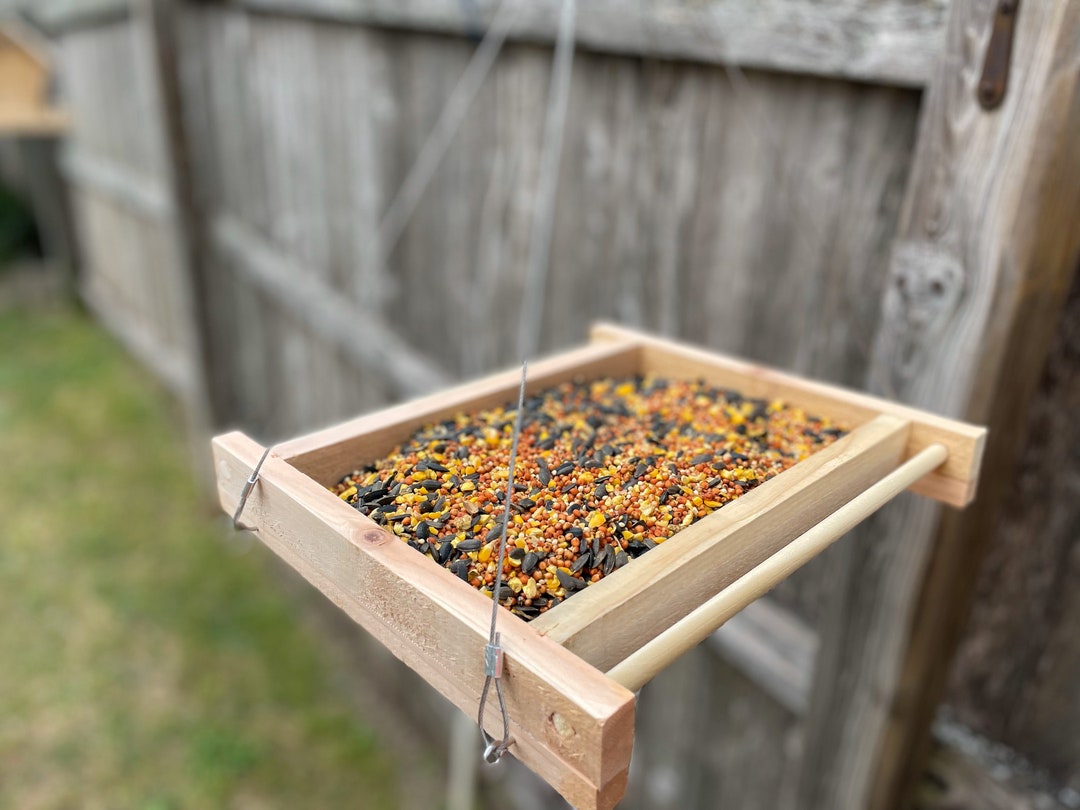 Hand Made Hanging Bird Feeder Tray With Drainage Screen - Etsy