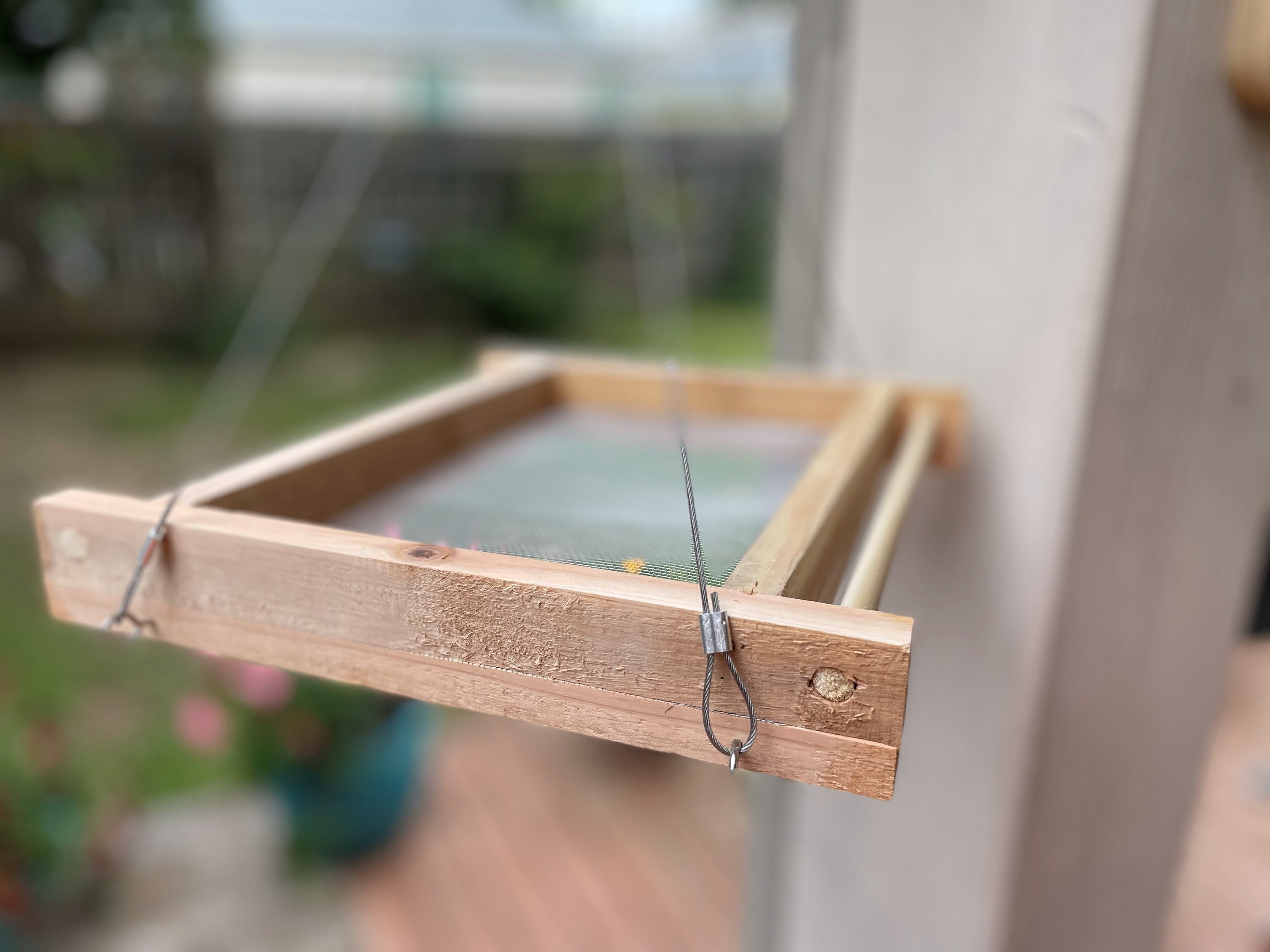 Hand Made Hanging Bird Feeder Tray With Drainage Screen - Etsy