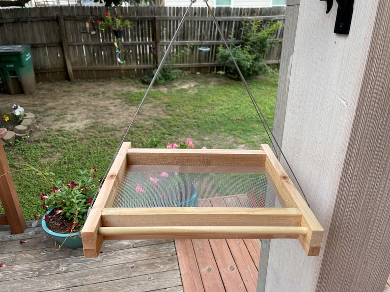 Hand Made Hanging Bird Feeder Tray With Drainage Screen - Etsy
