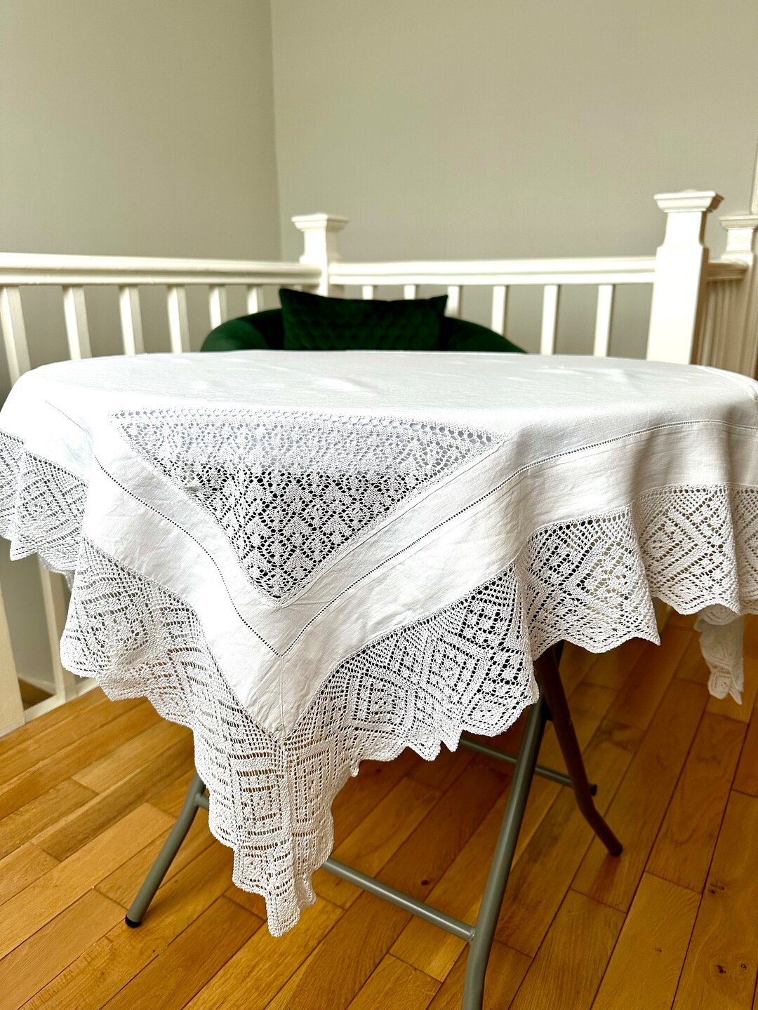 Vintage White Square Shape, Crochet Edge Additions, Square Shape. - Etsy