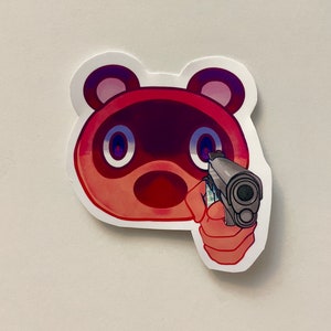 Tom Nook Gun Vinyl Sticker // Animal Crossing Stickers Meme - Etsy