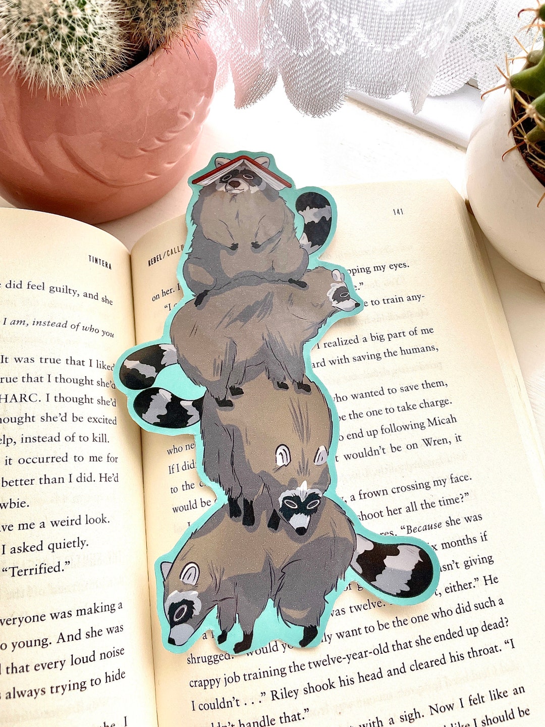 Raccoon Stack Bookmark // Raccoon, Raccoon Gifts, Raccoon Card ...