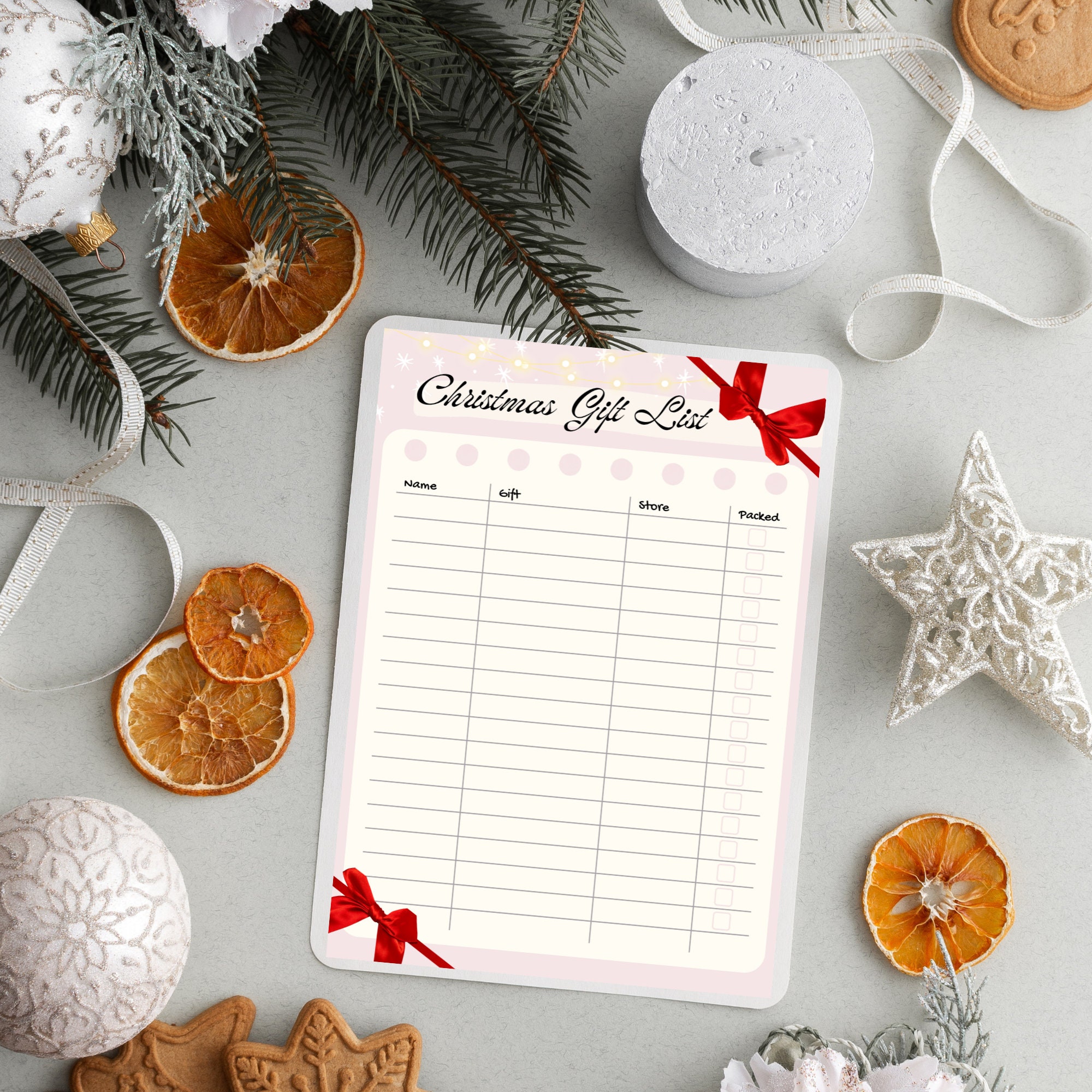 Christmas Gift List. Printable Holiday Checklist. Simple Christmas List ...