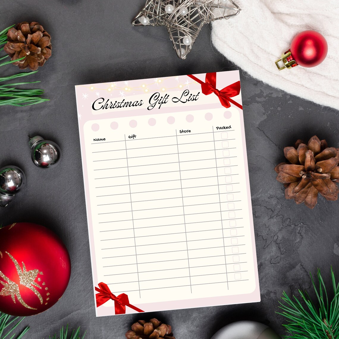 Christmas Gift List. Printable Holiday Checklist. Simple Christmas List ...