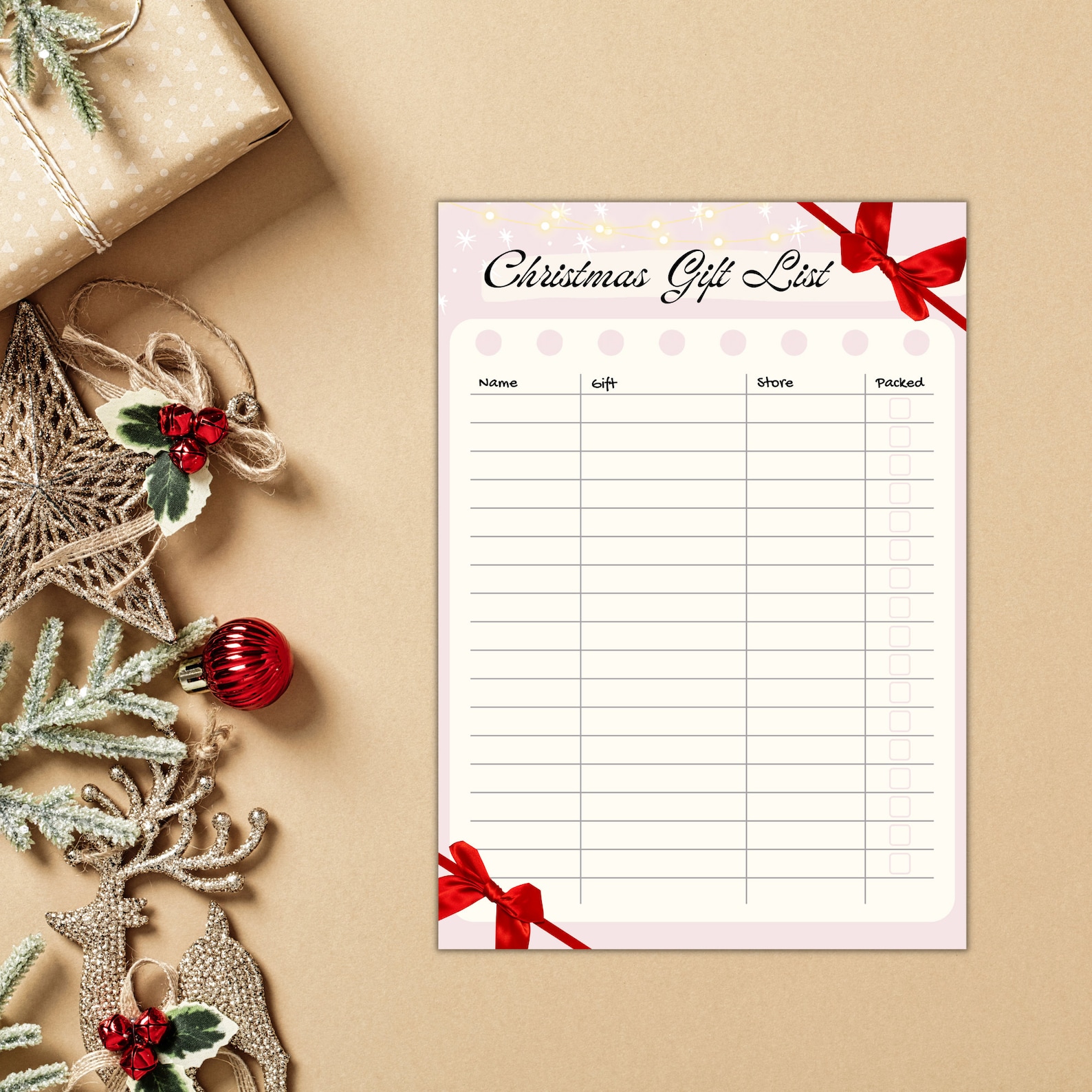Christmas Gift List. Printable Holiday Checklist. Simple Christmas List ...