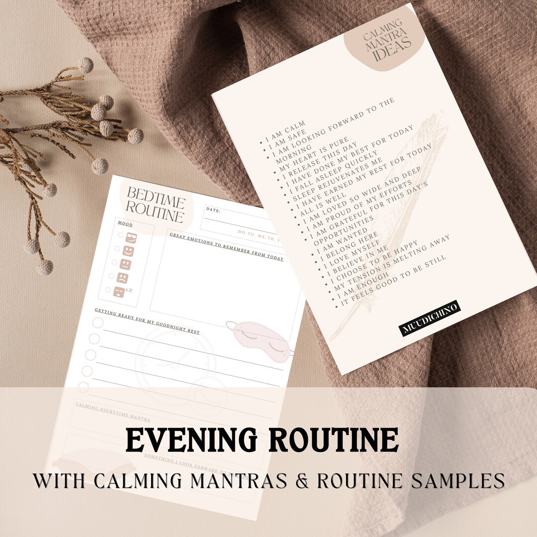 Bedtime Routine Evening Habit Tracker Daily Journaling Digital Tracker ...