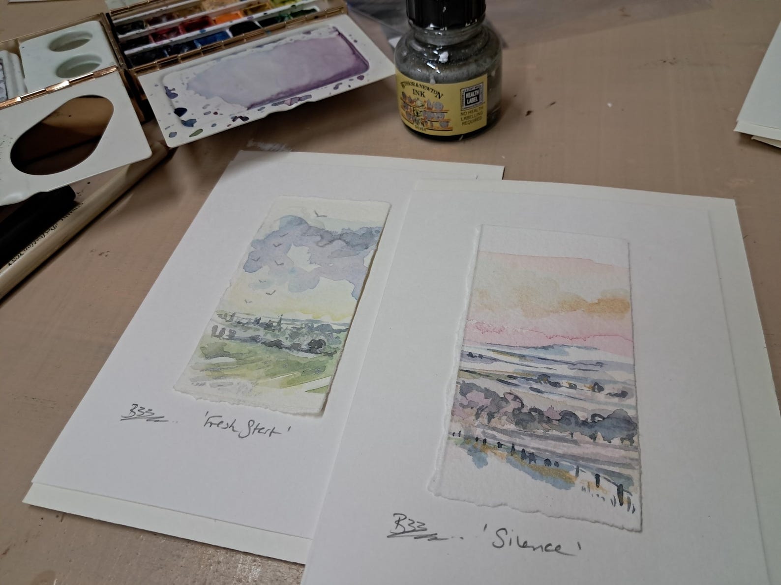 MINI ART: Handmade Watercolour Seasonal Landscape Cards. - Etsy