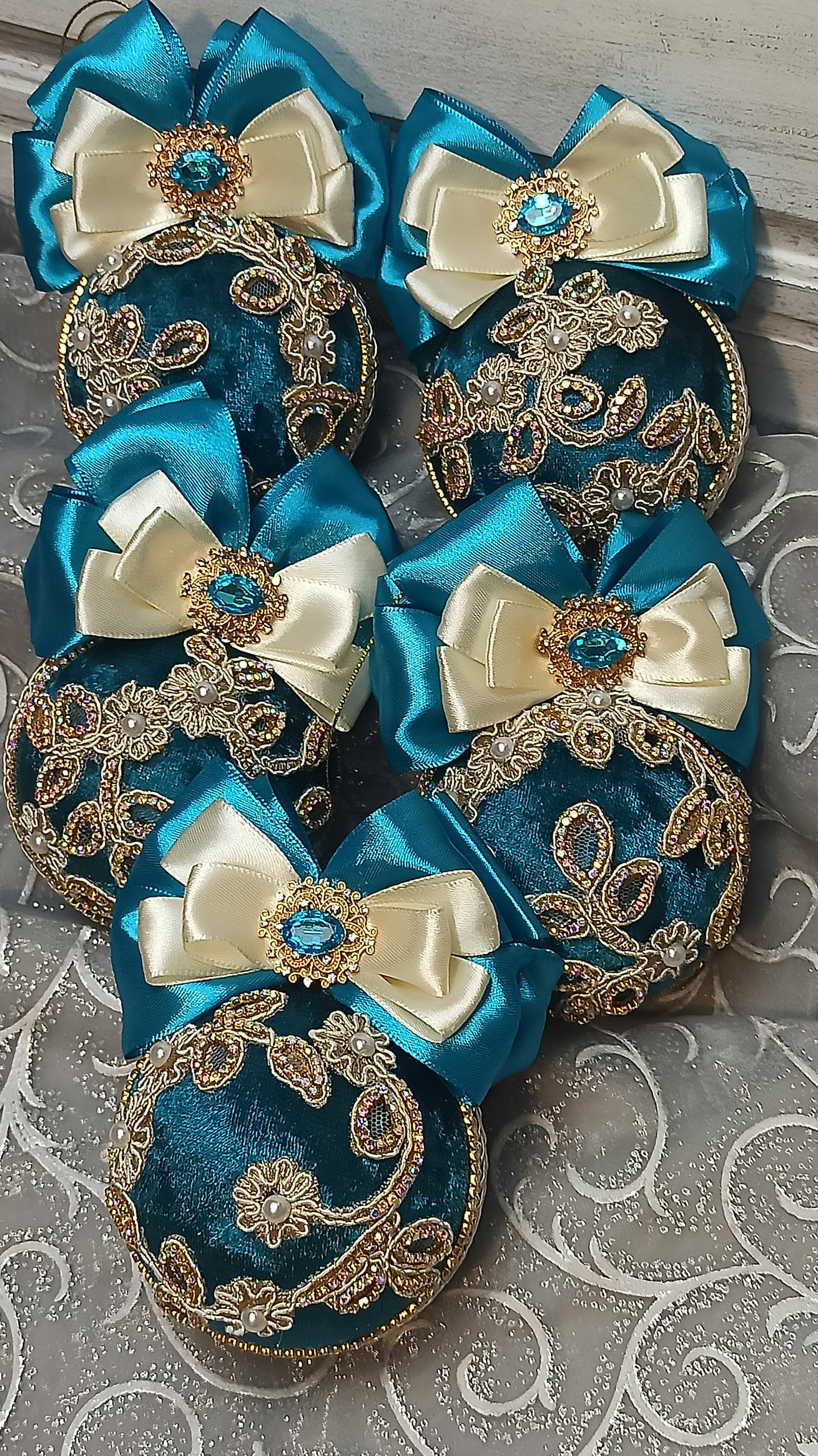 LUXURY CHRISTMAS VELVET Balls,blue Handmade Baubles,tree Decor Set,xmas ...