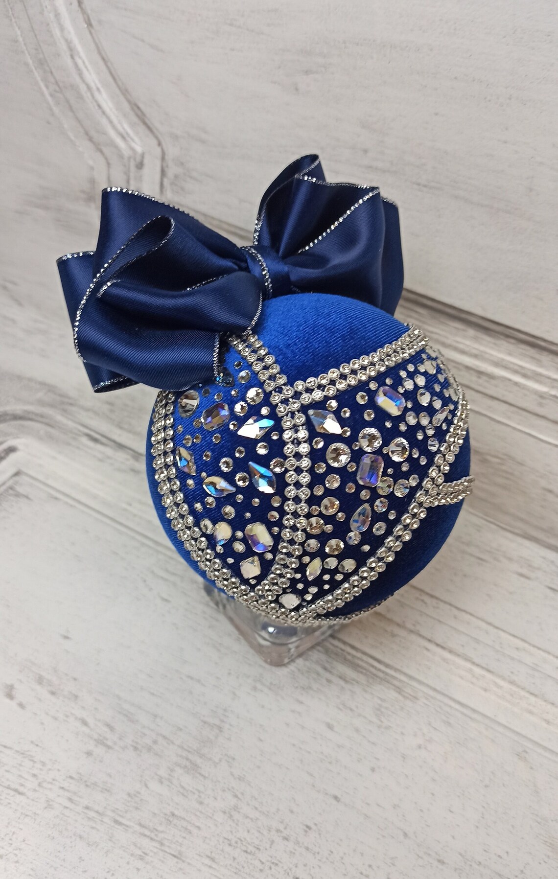 LUXURY CHRISTMAS VELVET Balls, Blue Handmade Baubles, Tree Decor Set ...