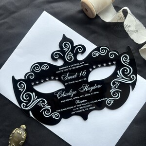 Special Black Acrylic Invitation for Masquerade Party, Masquerade ...