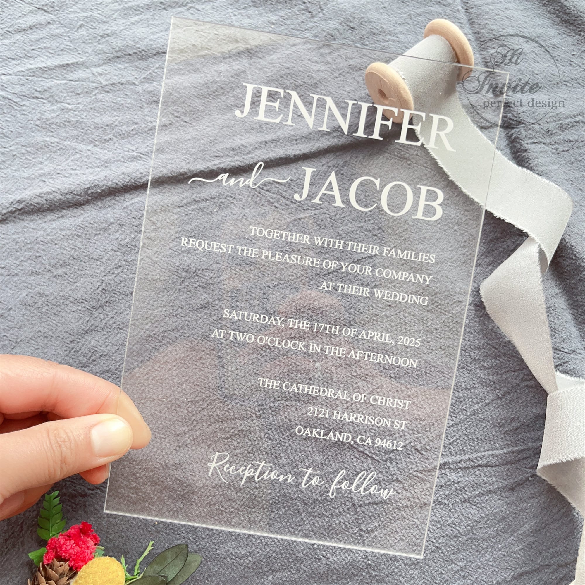Elegant Acrylic Wedding Invitation Thickness With UV Printing - Etsy